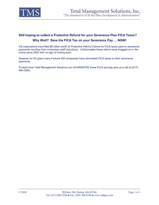 Save the FICA Tax on your Severance Pay … NOW | PDF