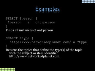 Making Topicmaps SPARQL | PPTX | Databases | Computer Software and Applications