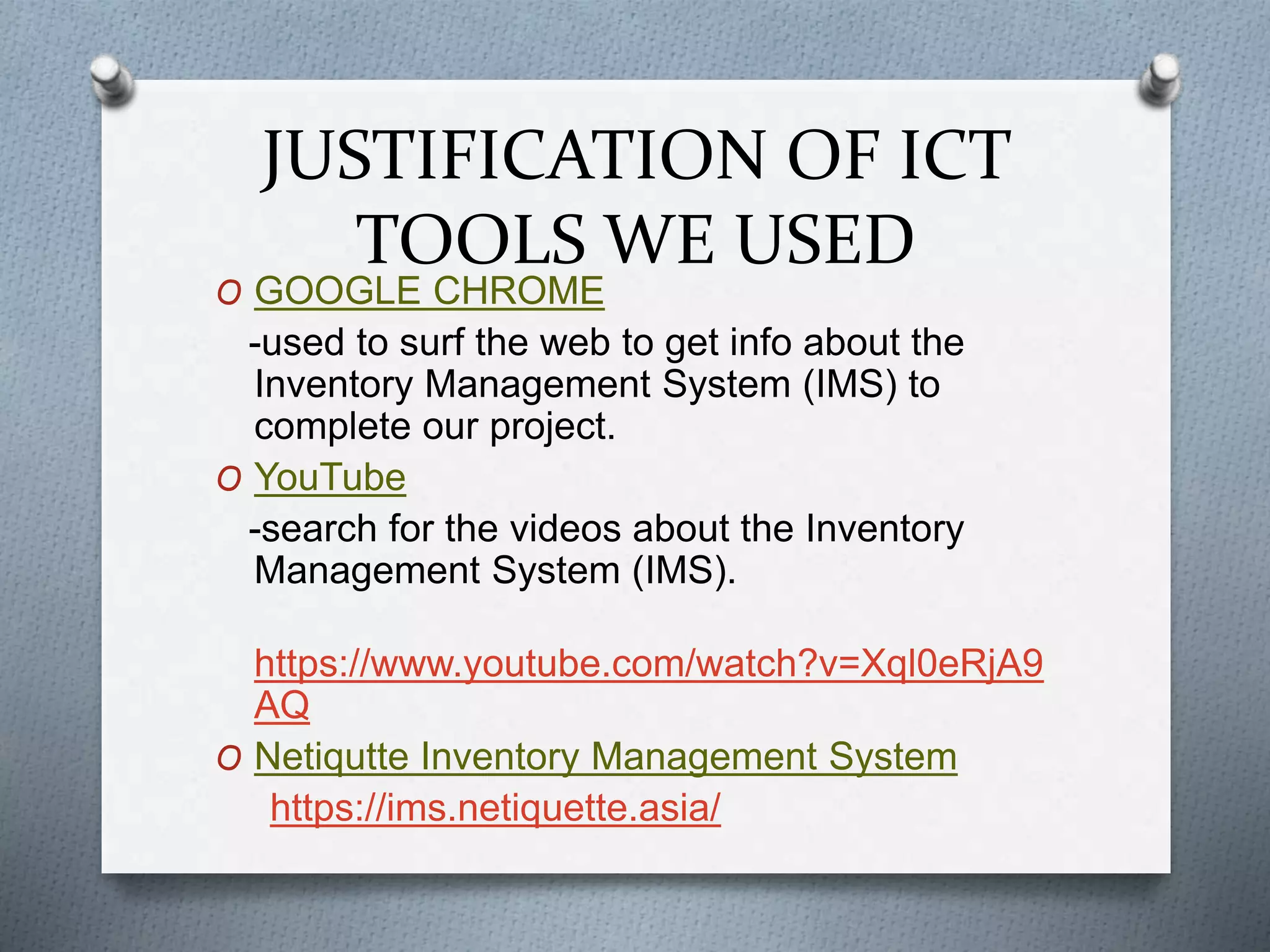 ICT COMPETENCY : INVENTORY MANAGEMENT SYSTEM | PPT
