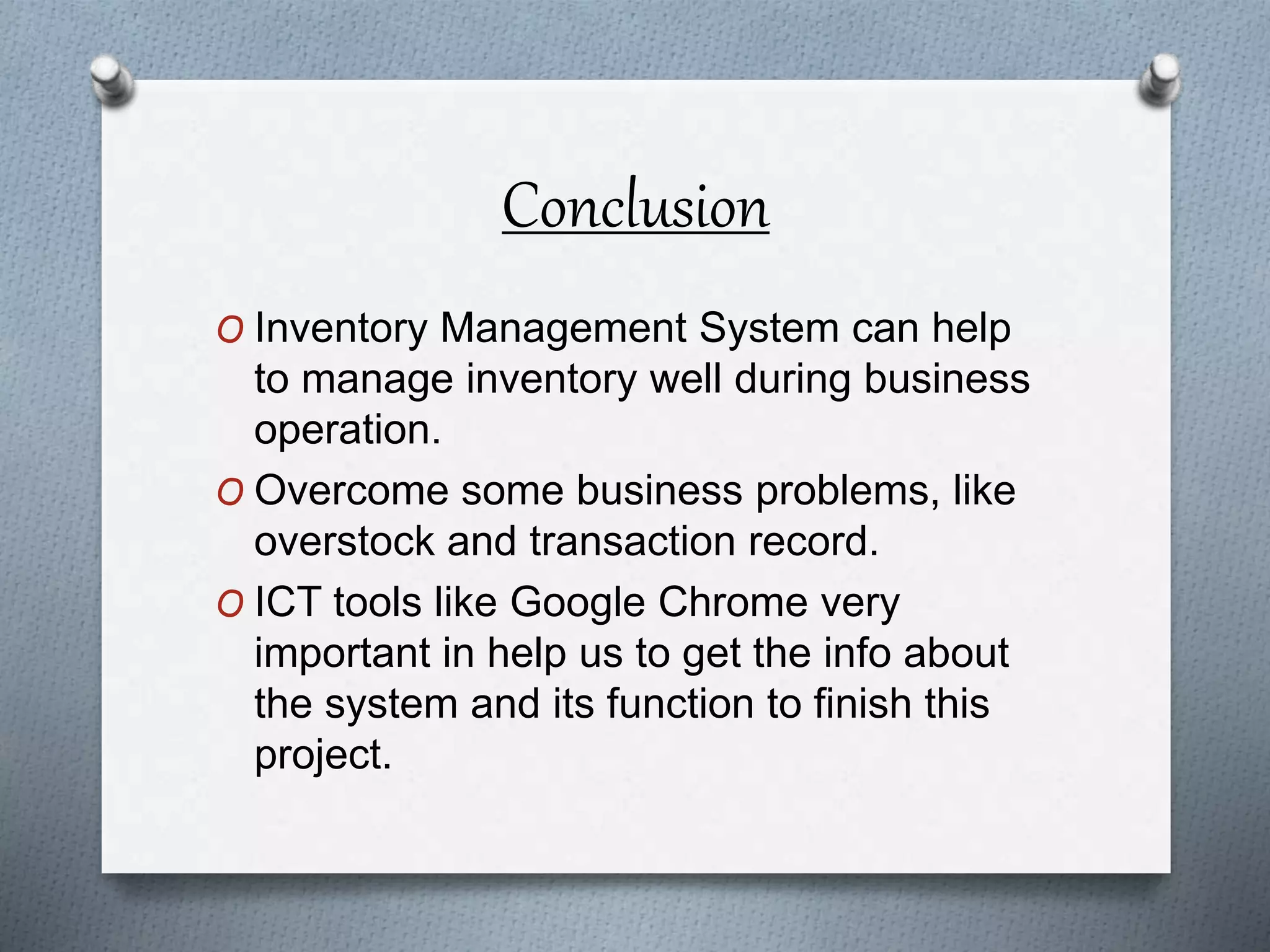 ICT COMPETENCY : INVENTORY MANAGEMENT SYSTEM | PPTX