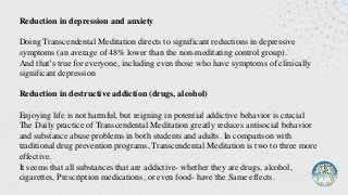 Benefits for Students by TM Technique - Transcendental Meditation | PPT