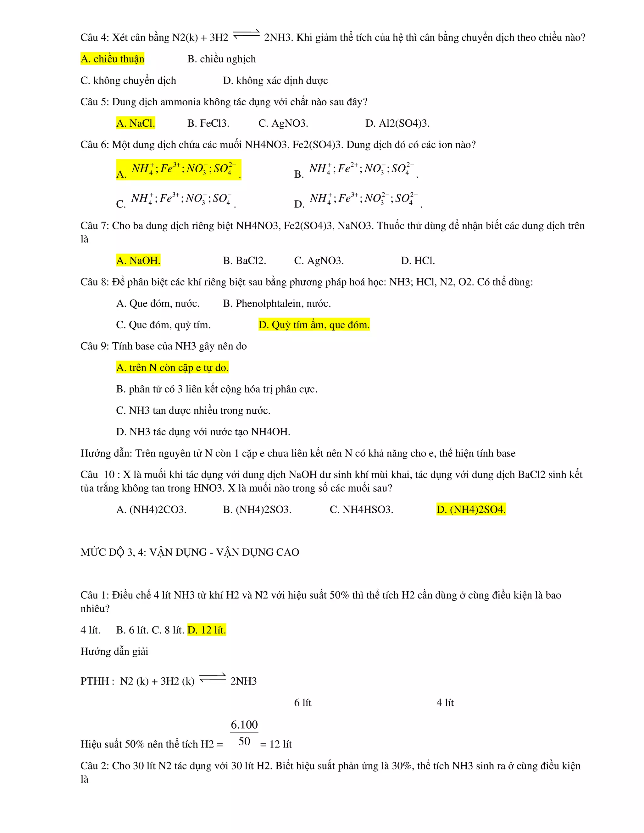 TÓM TẮT LÝ THUYẾT + BÀI TẬP TRẮC NGHIỆM TỪNG BÀI HỌC THEO 4 CẤP ĐỘ HÓA HỌC LỚP 11 CHƯƠNG TRÌNH ...