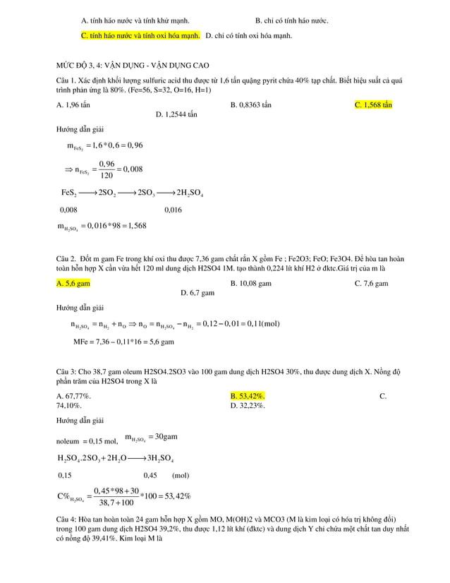 TÓM TẮT LÝ THUYẾT + BÀI TẬP TRẮC NGHIỆM TỪNG BÀI HỌC THEO 4 CẤP ĐỘ HÓA HỌC LỚP 11 CHƯƠNG TRÌNH ...