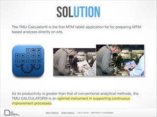 Tmu Calculator - first MTM application / MTM Software | PDF