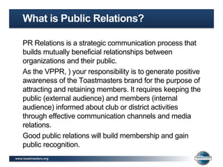 Toastmasters VP Public Relation Training | PPTX