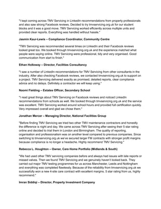 TMV Servicing (tmvservicing.org.uk)_Reviews_Testimonials | PDF