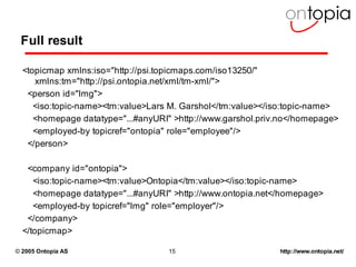 TM/XML - Representing Topic Maps in XML | PPT