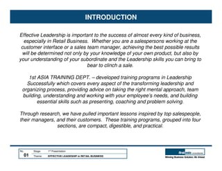 Tna Effective Leadership In Retail Business | PDF