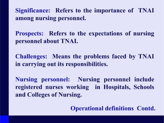 TRAINED NURSES ASSOCIATION OF INDIA | PPSX