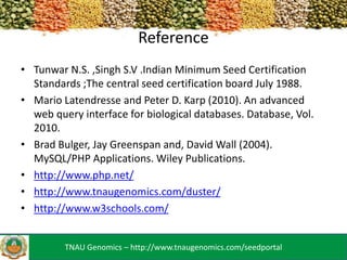 TNAU Seed Portal Updated | PPT