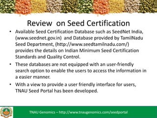 TNAU Seed Portal Updated | PPT