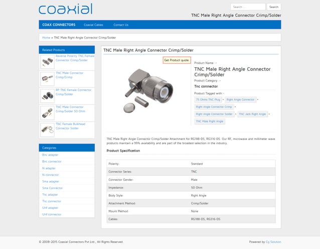 Tnc male right angle connectors crimp solder | PDF