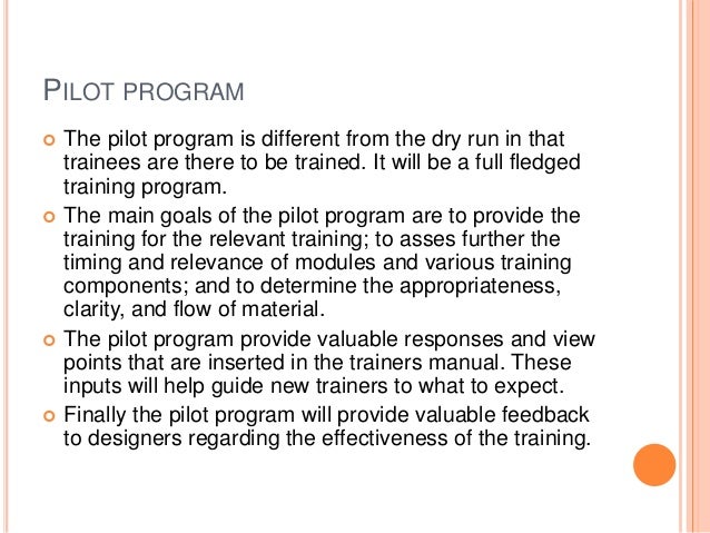 Training and development (development and implemntation)