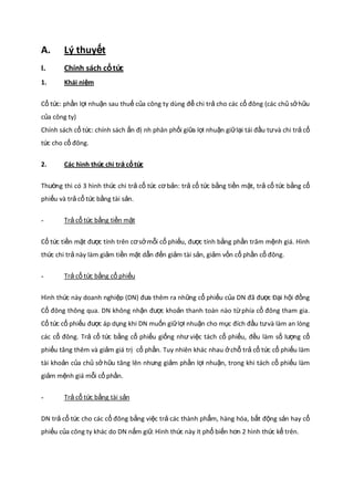 Nội dung chính sách chia cổ tức của công ty cổ phần, tác động của các hình thức chi trả cổ tức ...