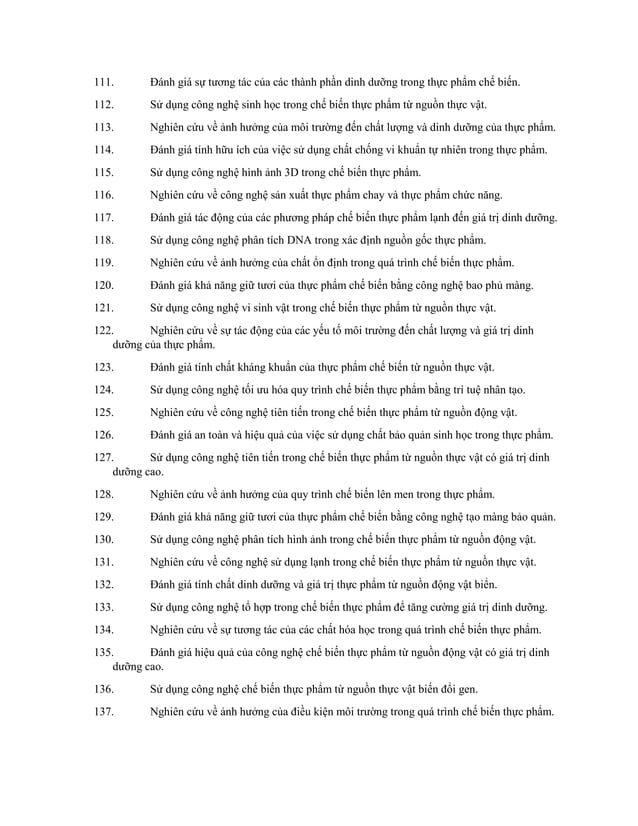 Tổng Hợp 200 Đề Tài Báo Cáo Thực Tập Công Nghệ Thực Phẩm, Điểm Cao | PDF