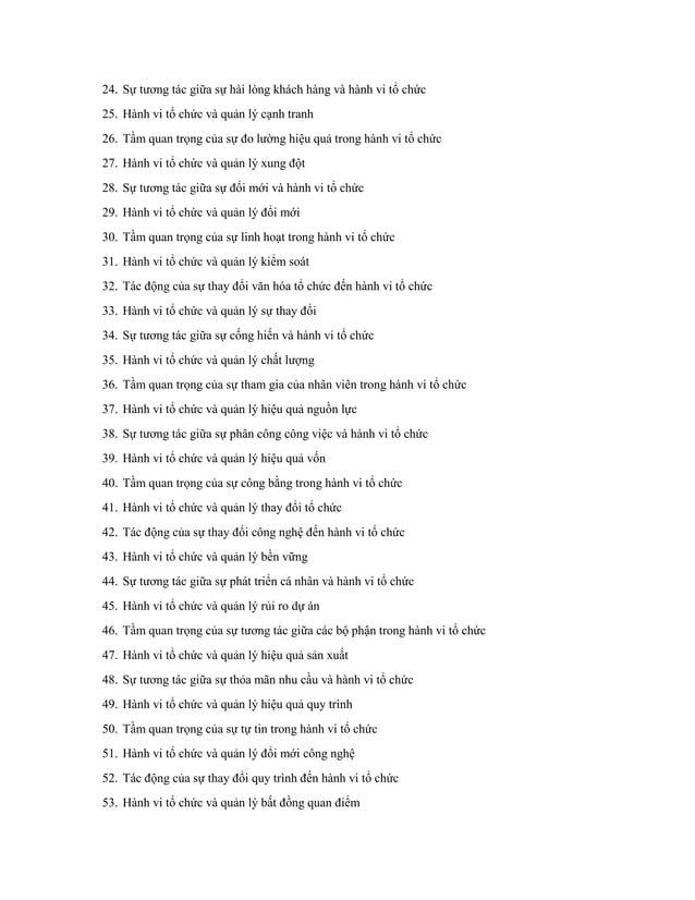 Tổng Hợp 200 Đề Tài Tiểu Luận Môn Hành Vi Tổ Chức, Từ Khóa Trước | DOCX