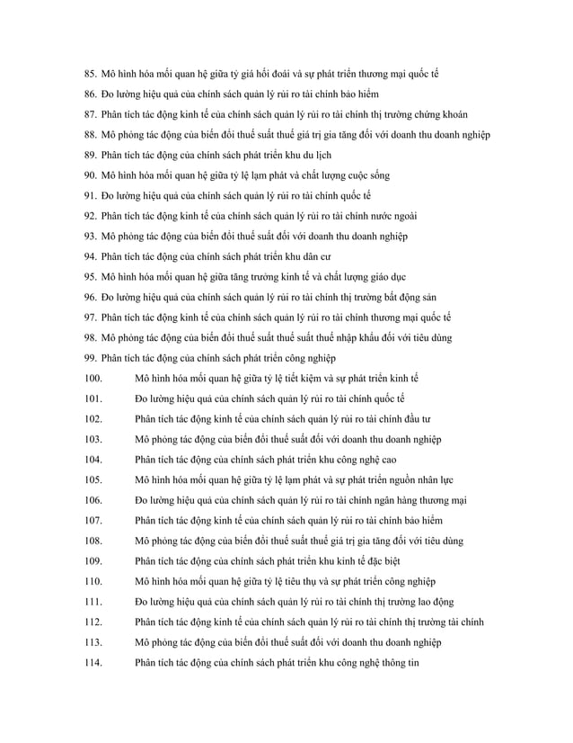 Tổng Hợp 200 Đề Tài Tiểu Luận Môn Kinh Tế Lượng, Dễ Làm Điểm Cao | DOCX