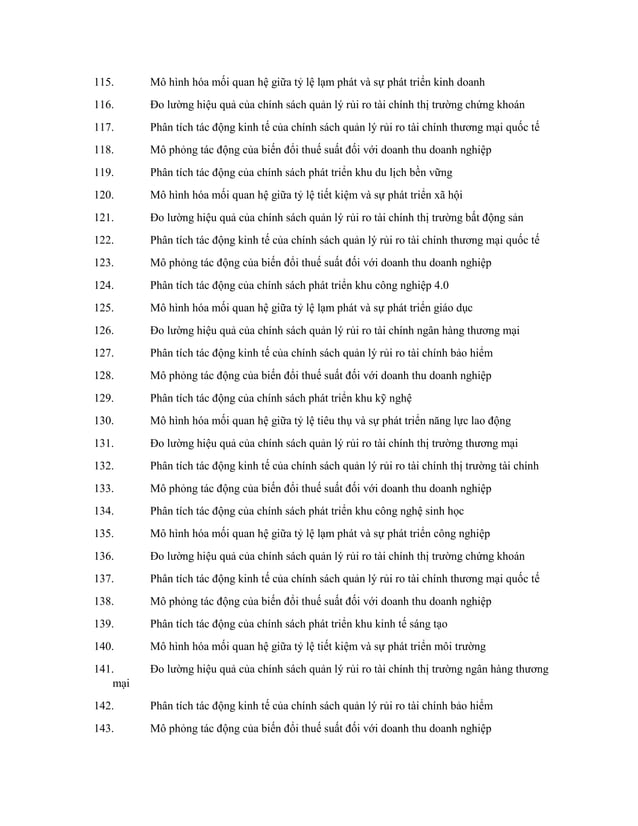 Tổng Hợp 200 Đề Tài Tiểu Luận Môn Kinh Tế Lượng, Dễ Làm Điểm Cao | DOCX