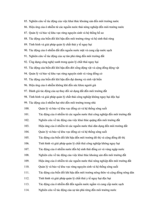 Tổng Hợp 200 Đề Tài Tiểu Luận Môn Môi Trường Và Con Người Từ Sinh Viên Giỏi | DOCX