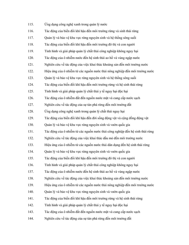 Tổng Hợp 200 Đề Tài Tiểu Luận Môn Môi Trường Và Con Người Từ Sinh Viên Giỏi | DOCX