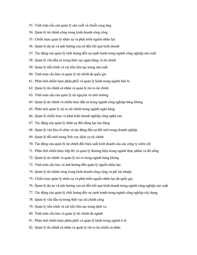 Tổng Hợp 200 Đề Tài Tiểu Luận Môn Quản Lý Kinh Tế Từ Các Trường Đại Học | DOCX