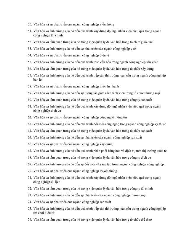 Tổng Hợp 200 Đề Tài Tiểu Luận Tình Huống Chuyên Viên Chính Về Văn Hóa | DOCX