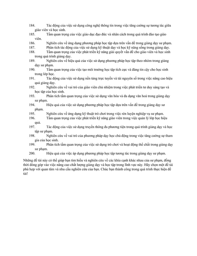 Tổng Hợp 210 Đề Tài Tiểu Luận Môn Rèn Luyện Nghiệp Vụ Sư Phạm Điểm Cao | DOCX
