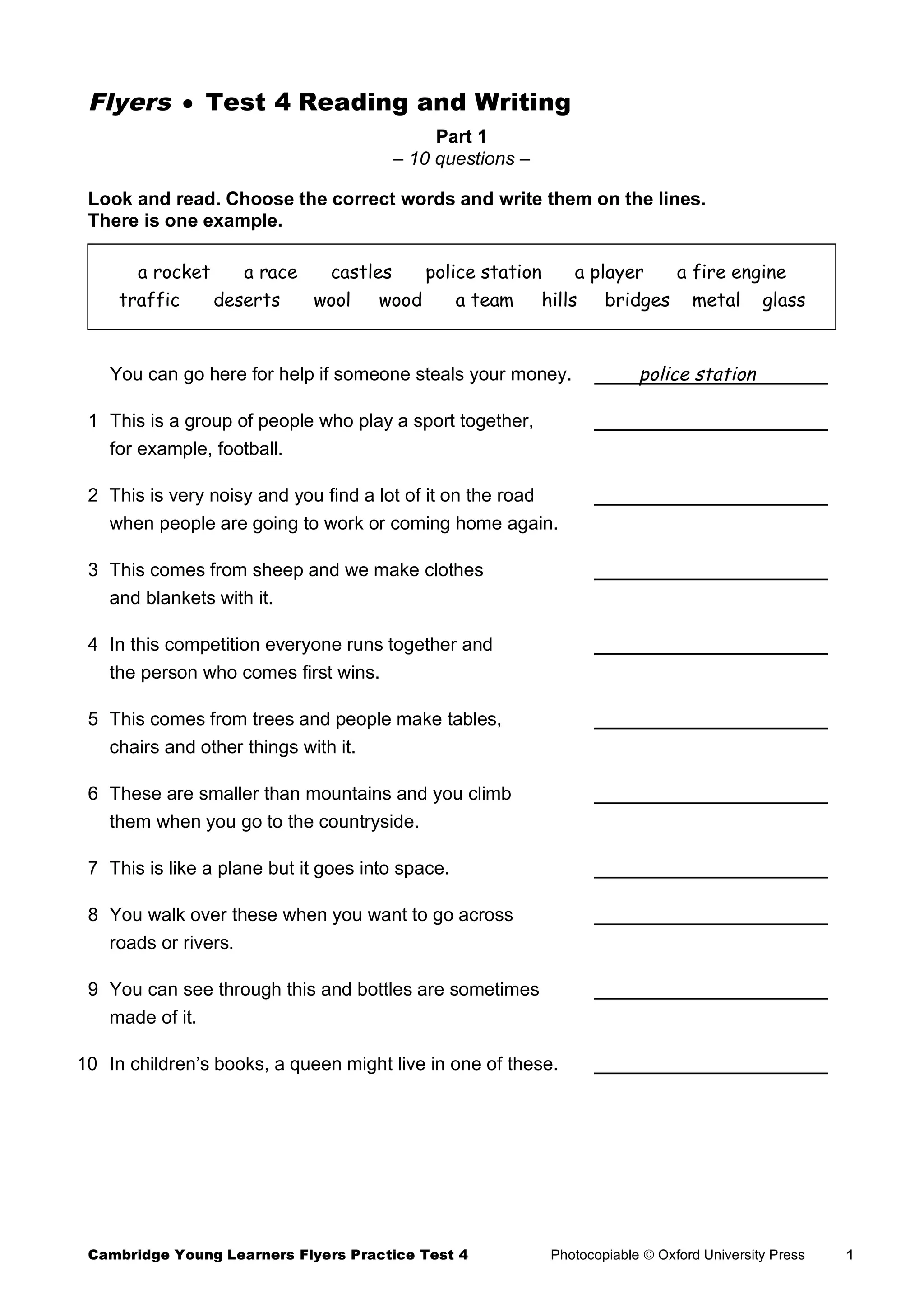 Tổng hợp các đề thi flyers | PDF