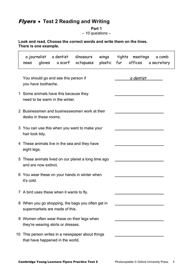 Tổng hợp các đề thi flyers | PDF | Educational Assessment | Education