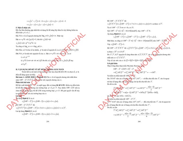 TỔNG HỢP CHUYÊN ĐỀ ĐẠT GIẢI MỘT SỐ VẤN ĐỀ SỐ HỌC TRONG CÁC KÌ THI OLYMPIC TOÁN PHỤC VỤ VIỆC BỒI ...