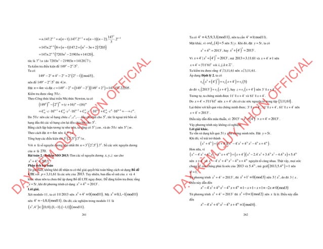TỔNG HỢP CHUYÊN ĐỀ ĐẠT GIẢI MỘT SỐ VẤN ĐỀ SỐ HỌC TRONG CÁC KÌ THI OLYMPIC TOÁN PHỤC VỤ VIỆC BỒI ...