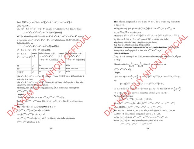 TỔNG HỢP CHUYÊN ĐỀ ĐẠT GIẢI MỘT SỐ VẤN ĐỀ SỐ HỌC TRONG CÁC KÌ THI OLYMPIC TOÁN PHỤC VỤ VIỆC BỒI ...