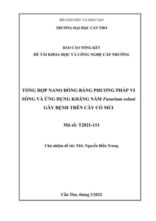Tổng hợp nano đồng bằng phương pháp vi sóng và ứng dụng kháng nấm ...