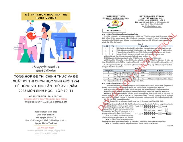 TỔNG HỢP ĐỀ THI CHÍNH THỨC VÀ ĐỀ XUẤT KỲ THI CHỌN HỌC SINH GIỎI TRẠI HÈ HÙNG VƯƠNG LẦN THỨ XVII ...