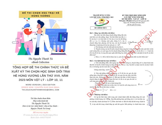 TỔNG HỢP ĐỀ THI CHÍNH THỨC VÀ ĐỀ XUẤT KỲ THI CHỌN HỌC SINH GIỎI TRẠI HÈ HÙNG VƯƠNG L﻿ẦN THỨ XVII ...