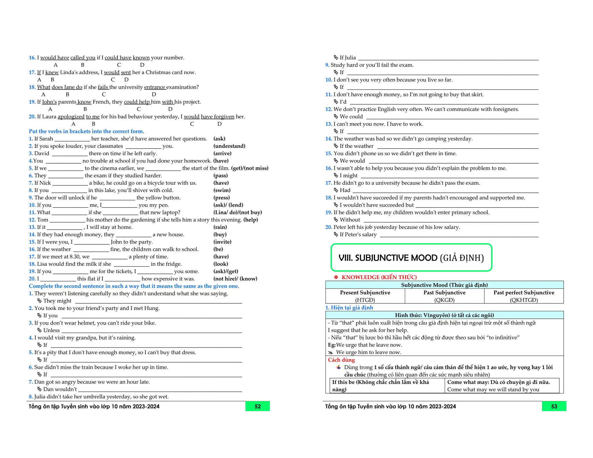 TỔNG ÔN TẬP THI VÀO LỚP 10 MÔN TIẾNG ANH NĂM HỌC 2023 - 2024 CÓ ĐÁP ÁN (NGỮ ÂM, NGỮ PHÁP, TỪ ...