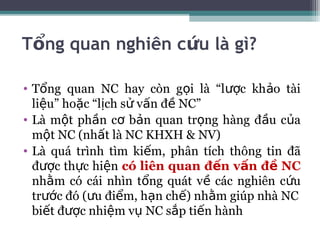 Tổng quan nghiên cứu trong một nckh | PDF
