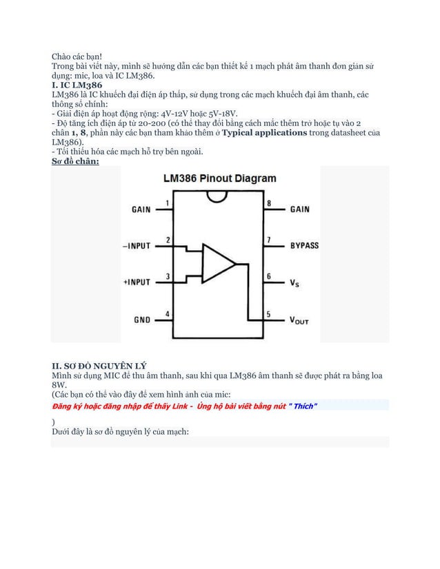 mạch âm thanh đơn giản với micro nhỏ | PDF