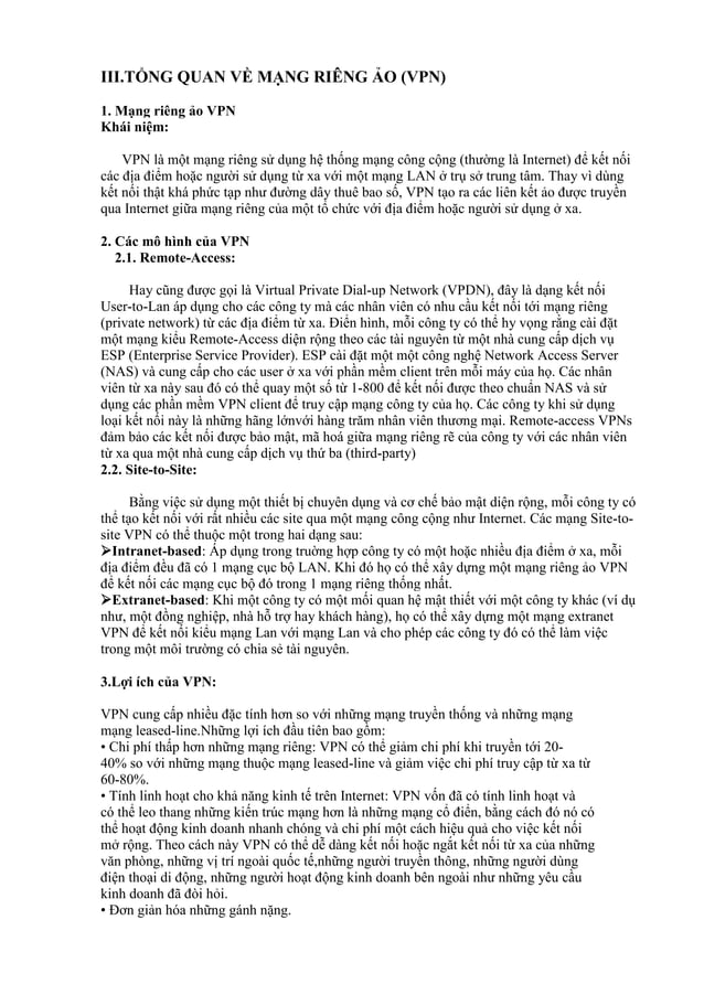 Tổng quan về mạng riêng ảo vpn | DOCX