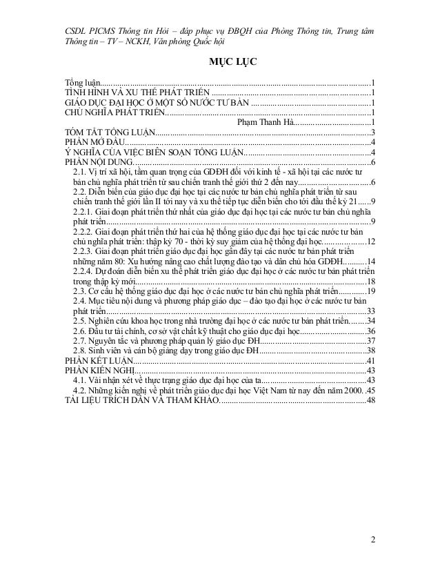 Tình Hình Và Xu Thế Phát Triển Giáo Dục Đại Học Ở Một Số Nước Tư Bản Chủ Nghĩa Phát Triển ...