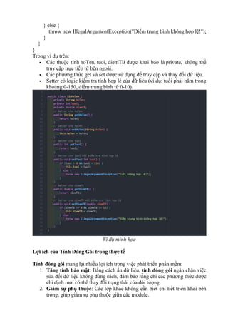 Tính Đóng Gói(Encapsulation) trong Java | hái Niệm và Ứng Dụng | DOCX