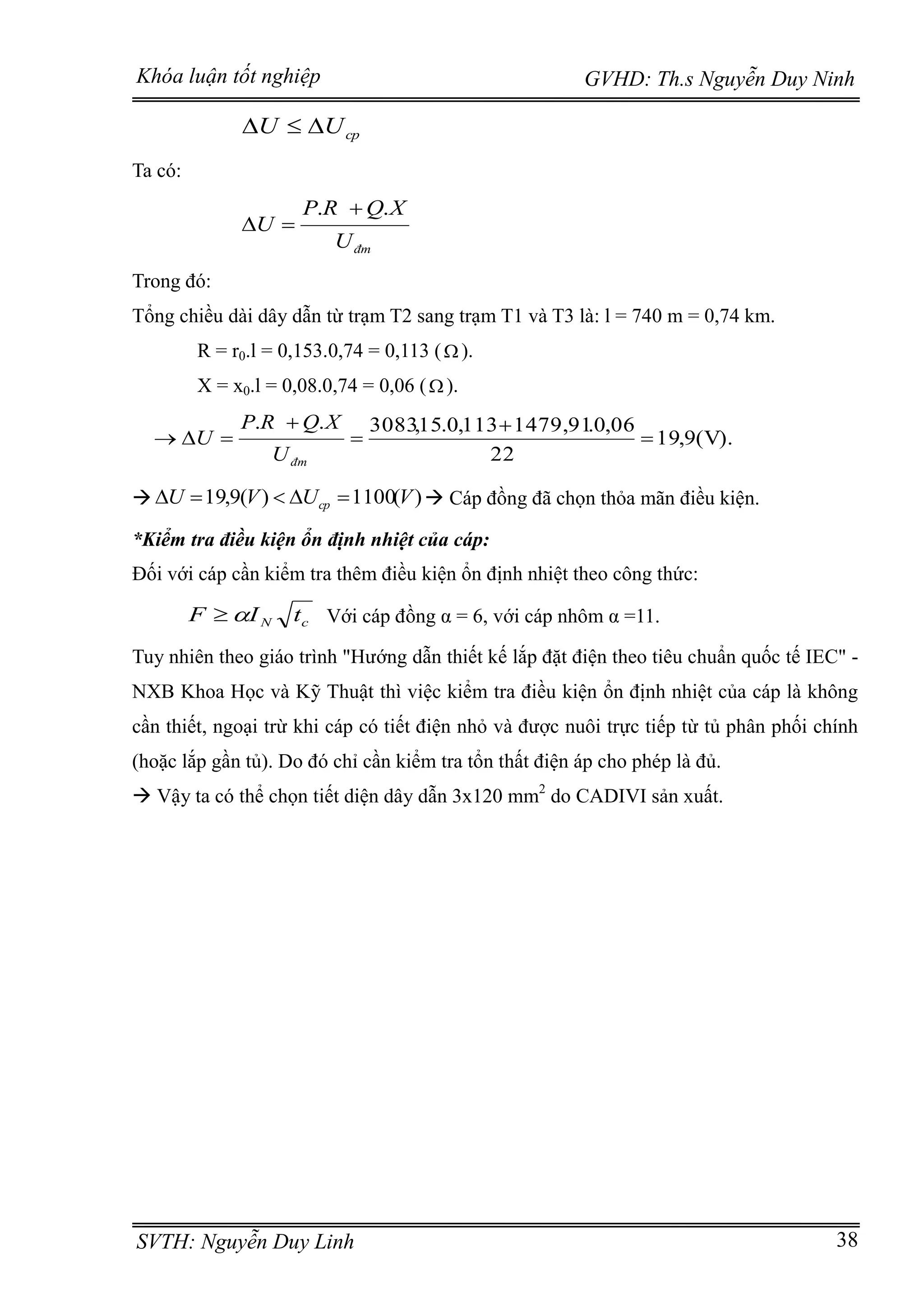 Tính toán thiết kế đường dây trung thế ngầm 22kV cấp cho trạm biến áp T1 và T3 thuộc dự án khu ...
