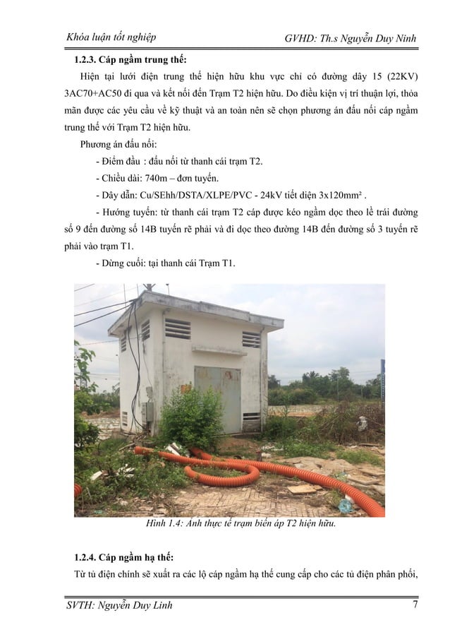 Tính toán thiết kế đường dây trung thế ngầm 22kV cấp cho trạm biến áp T1 và T3 thuộc dự án khu ...