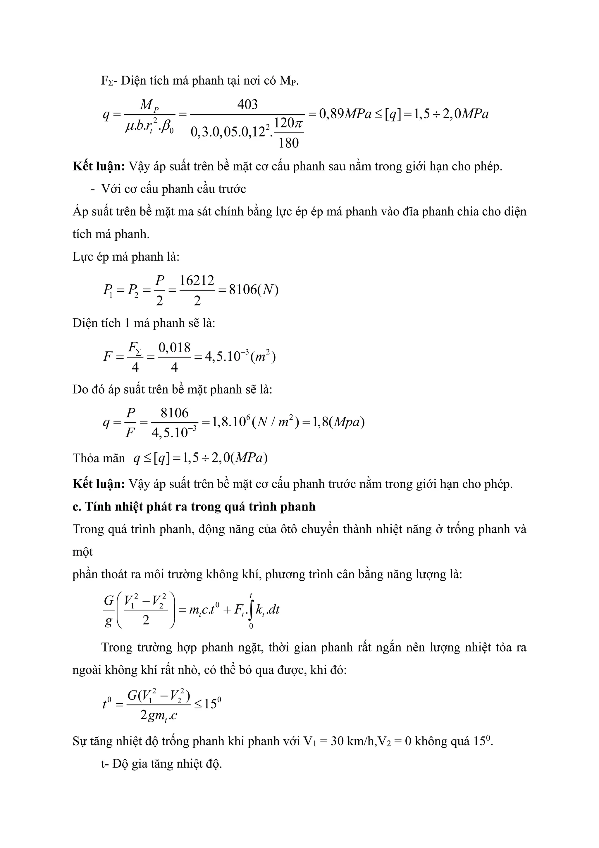 tính toán thiết kế phanh xe ô tô, phanh đĩa và phanh tang trống | PDF