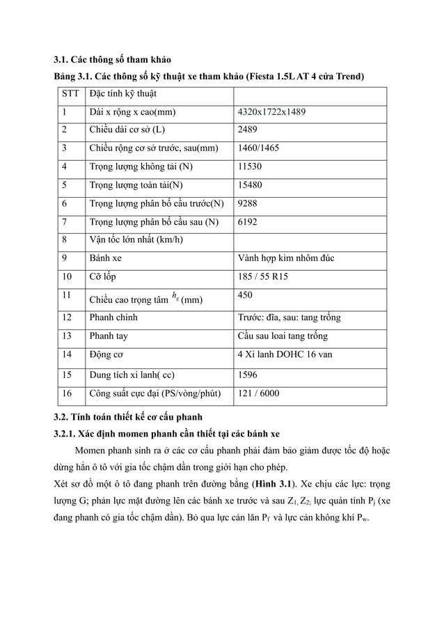 tính toán thiết kế phanh xe ô tô, phanh đĩa và phanh tang trống | PDF