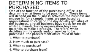 Functions of the procurement and inventory management office | PPTX