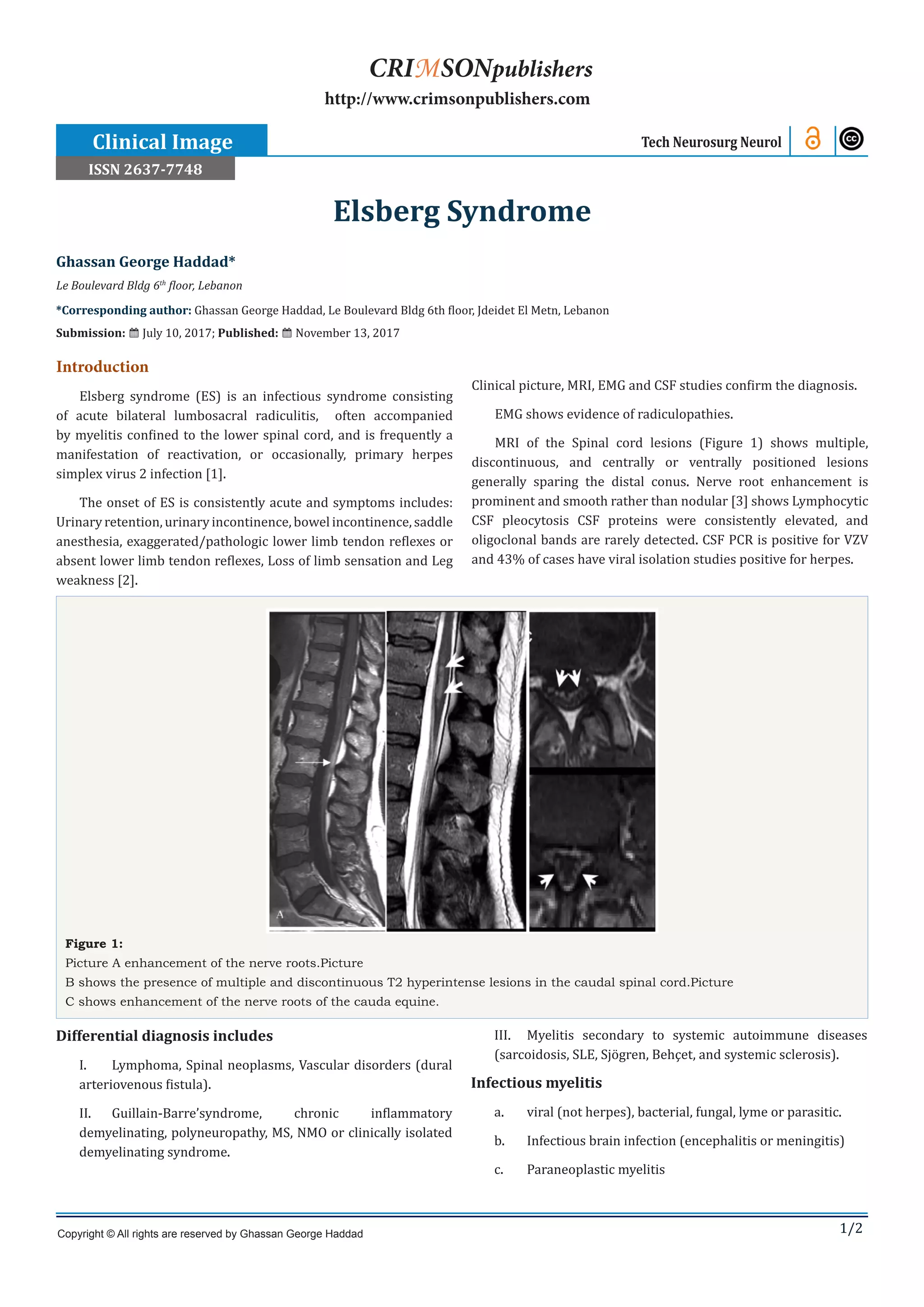Elsberg Syndrome | Crimson Publishers | PDF