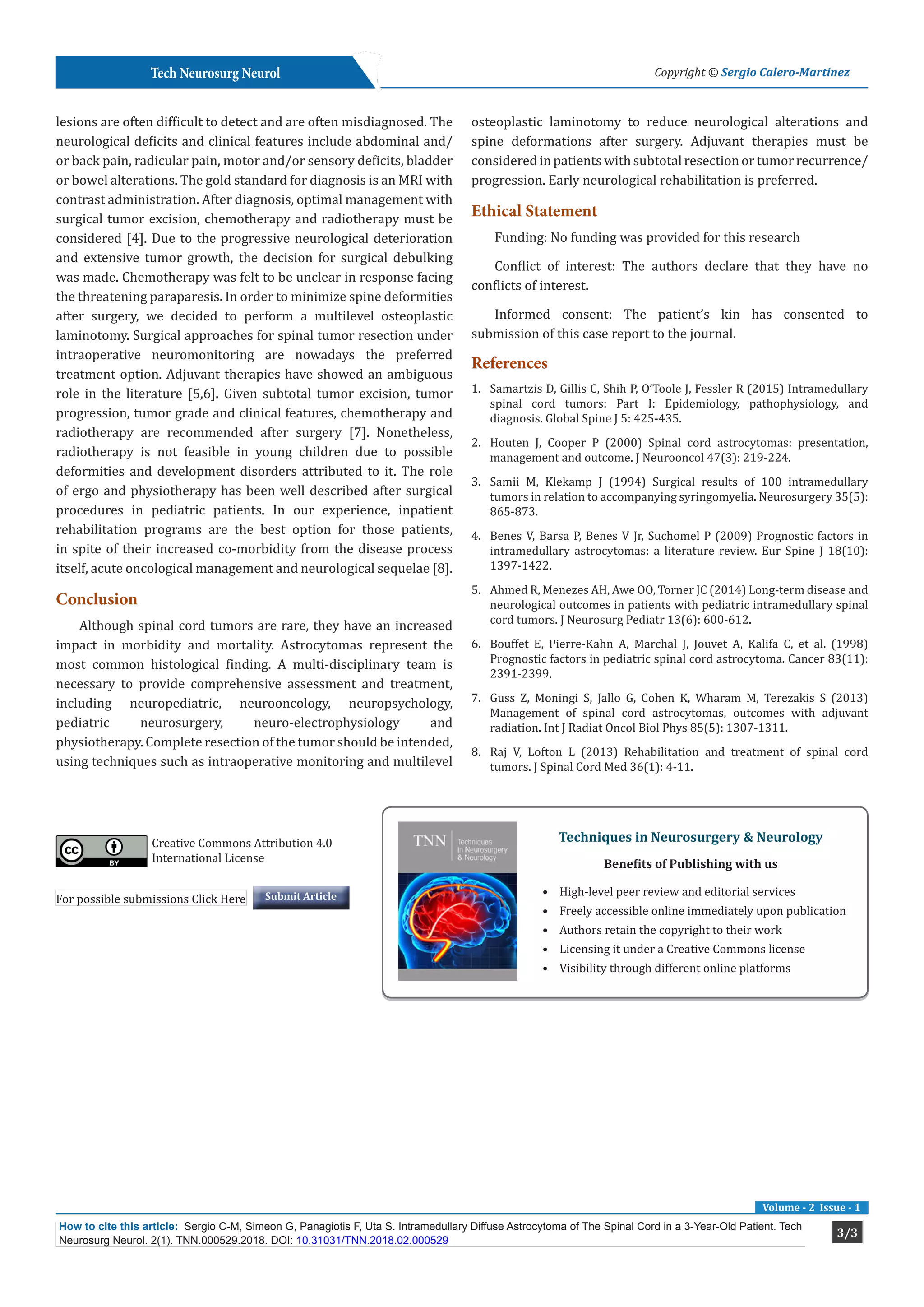 Intramedullary Diffuse Astrocytoma of The Spinal Cord in a 3-Year-Old Patient_Crimson Publishers ...
