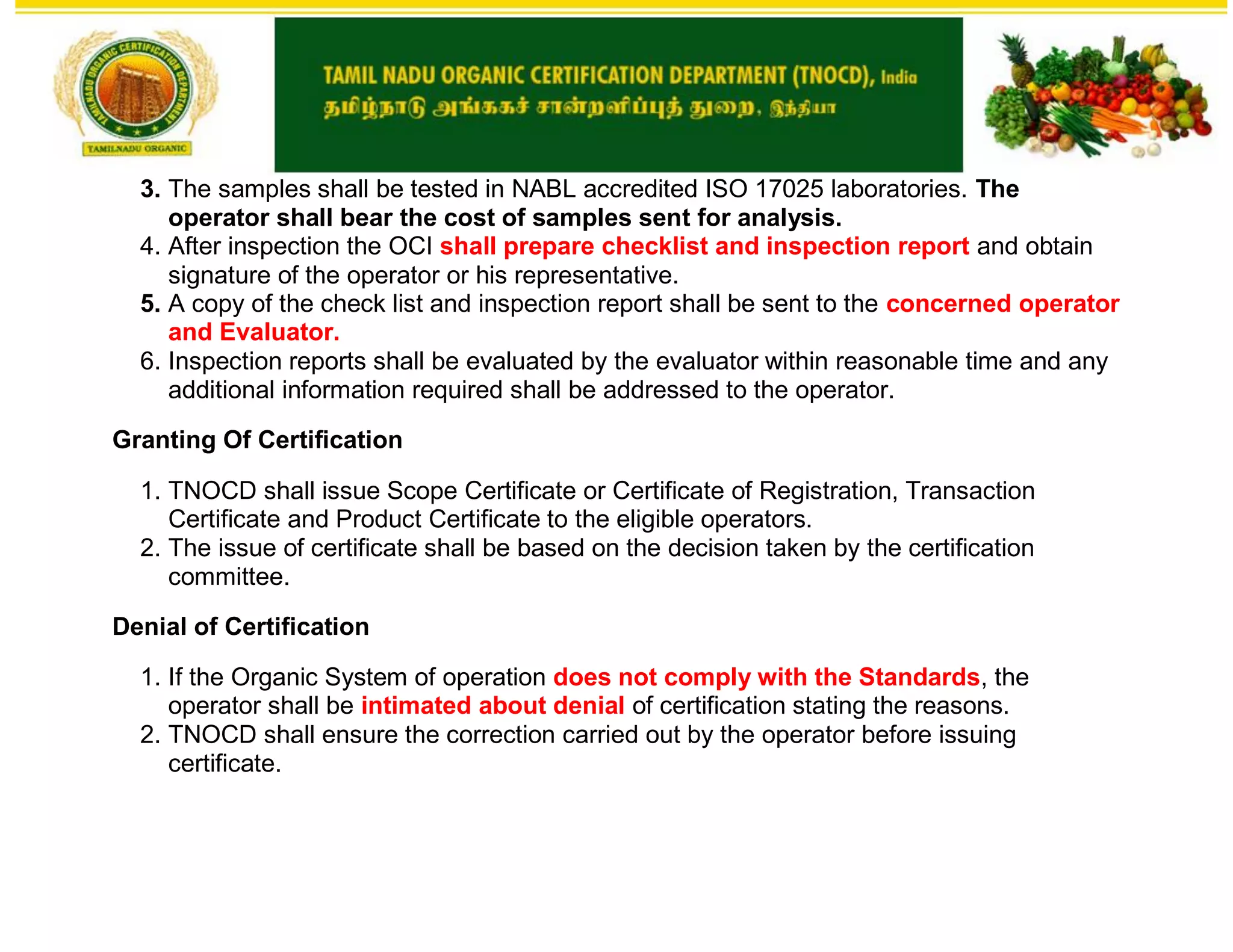 Tnocd organic certification | PDF