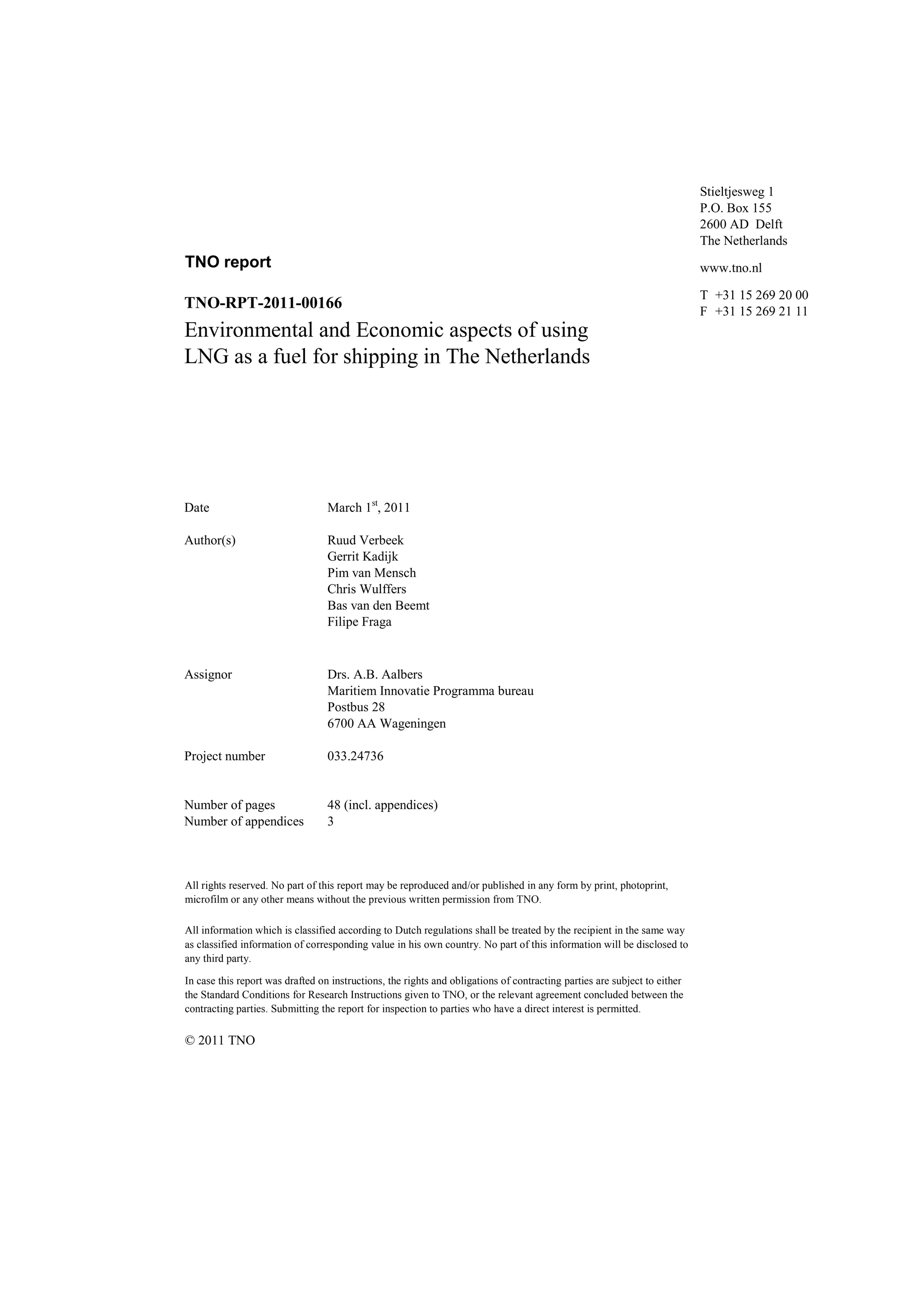 Tno report lng as fuel for shipping | PDF